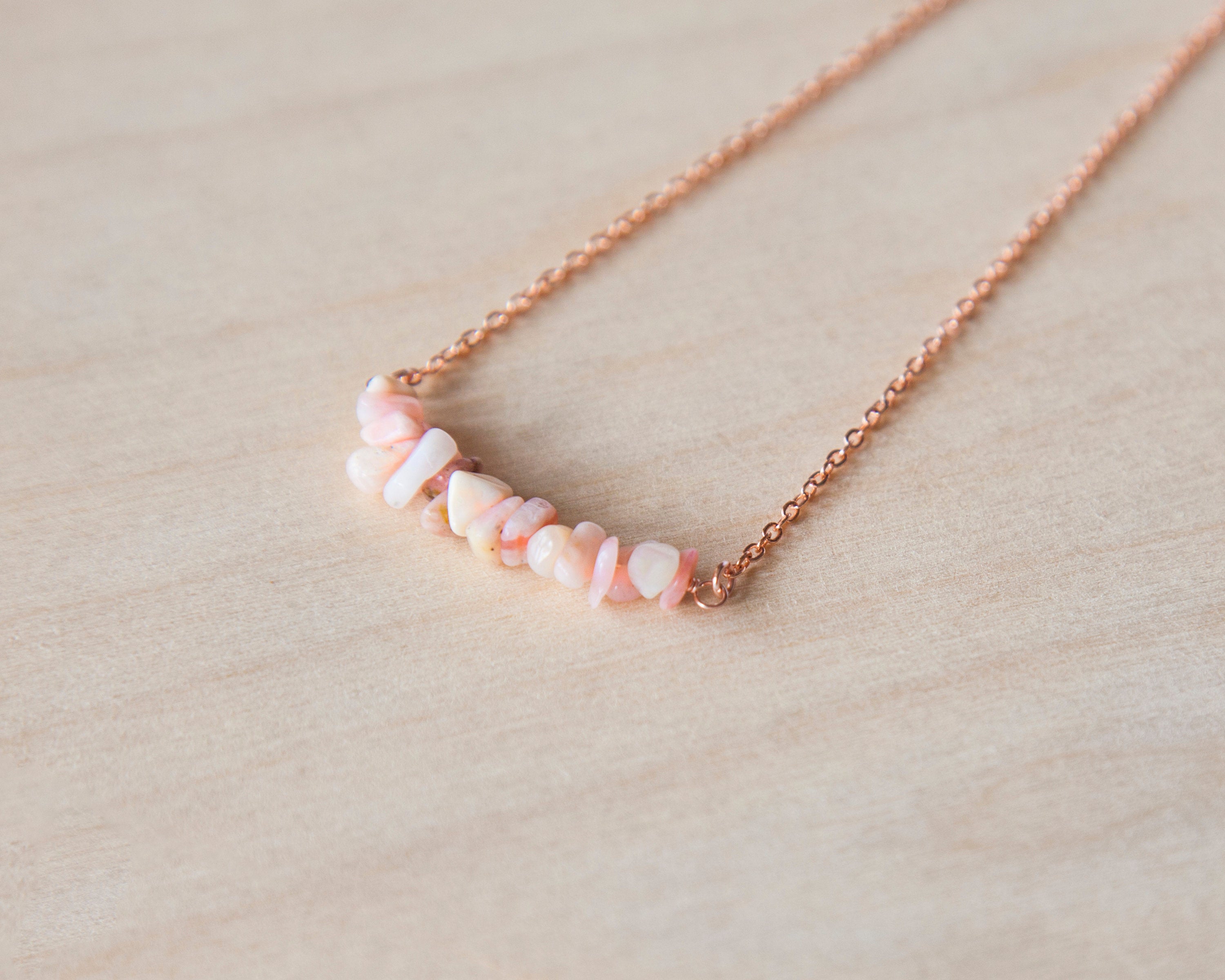 Pink Opal Necklace October Birthstone on Luulla